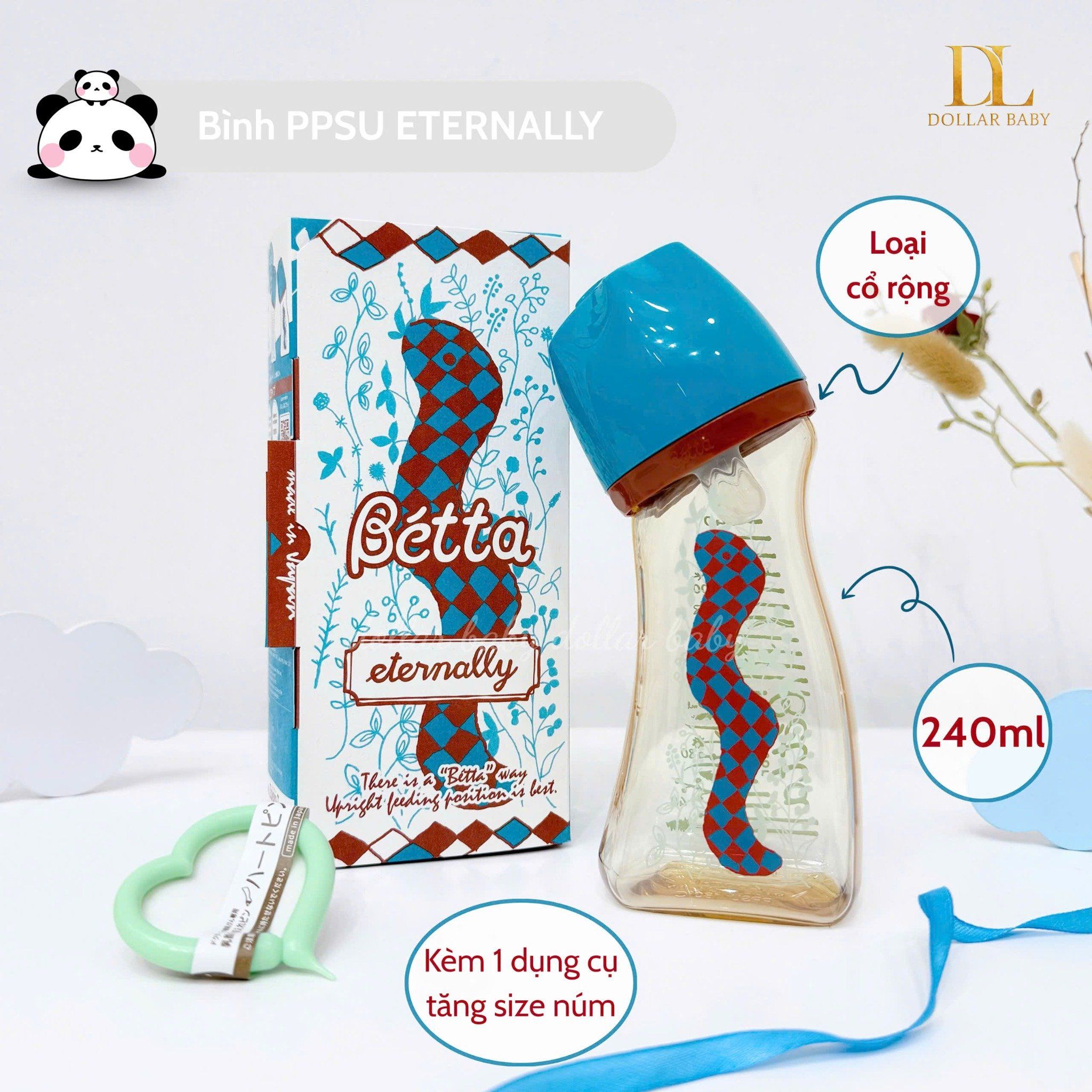 Bình Sữa Betta PPSU Cổ Rộng Rắn 240ml – Dollar Baby