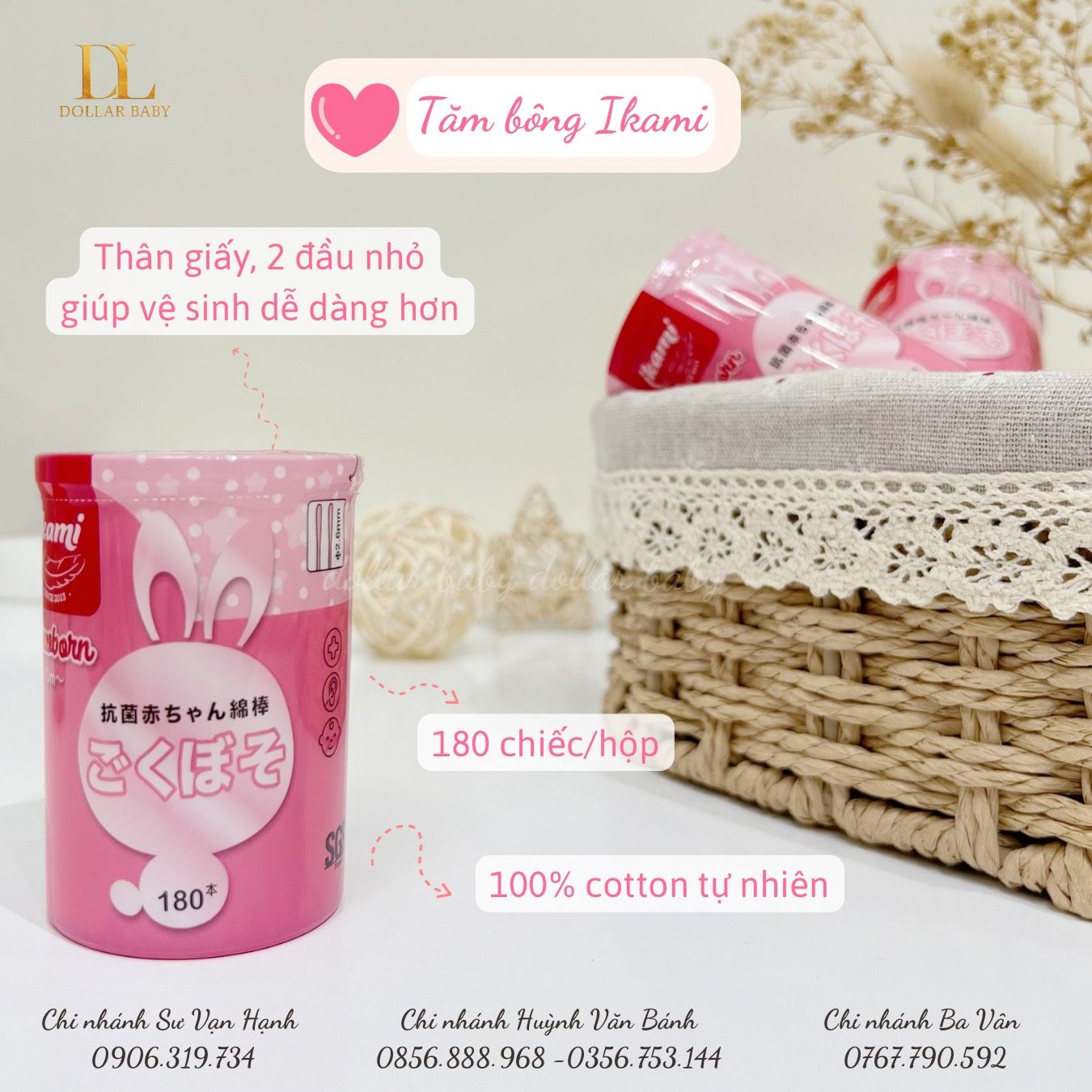 Tăm bông nhật Ikami (xanh) – Dollar Baby