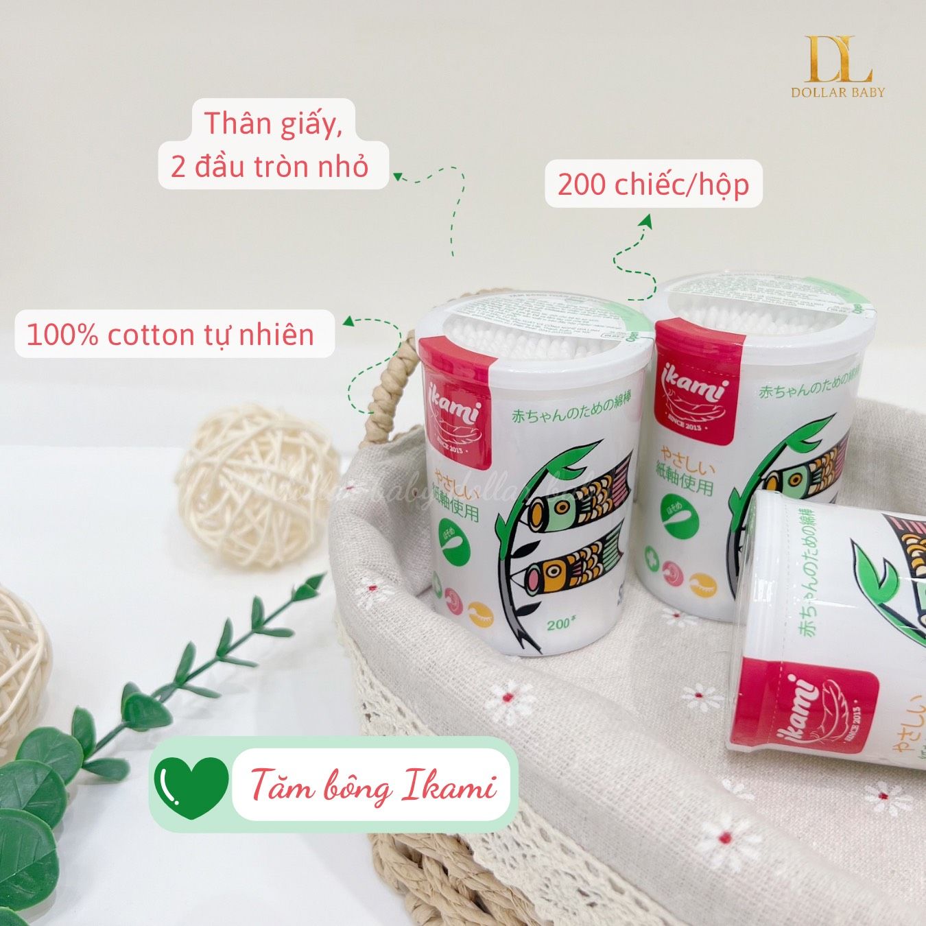 Tăm bông nhật Ikami (xanh) – Dollar Baby