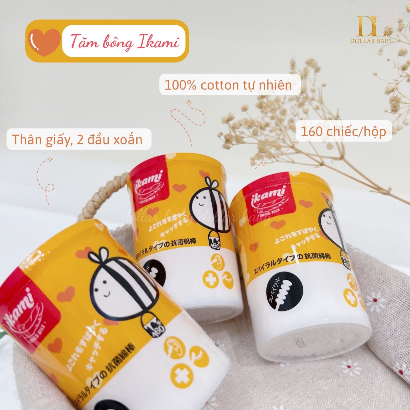 Tăm bông nhật Ikami (xanh) – Dollar Baby