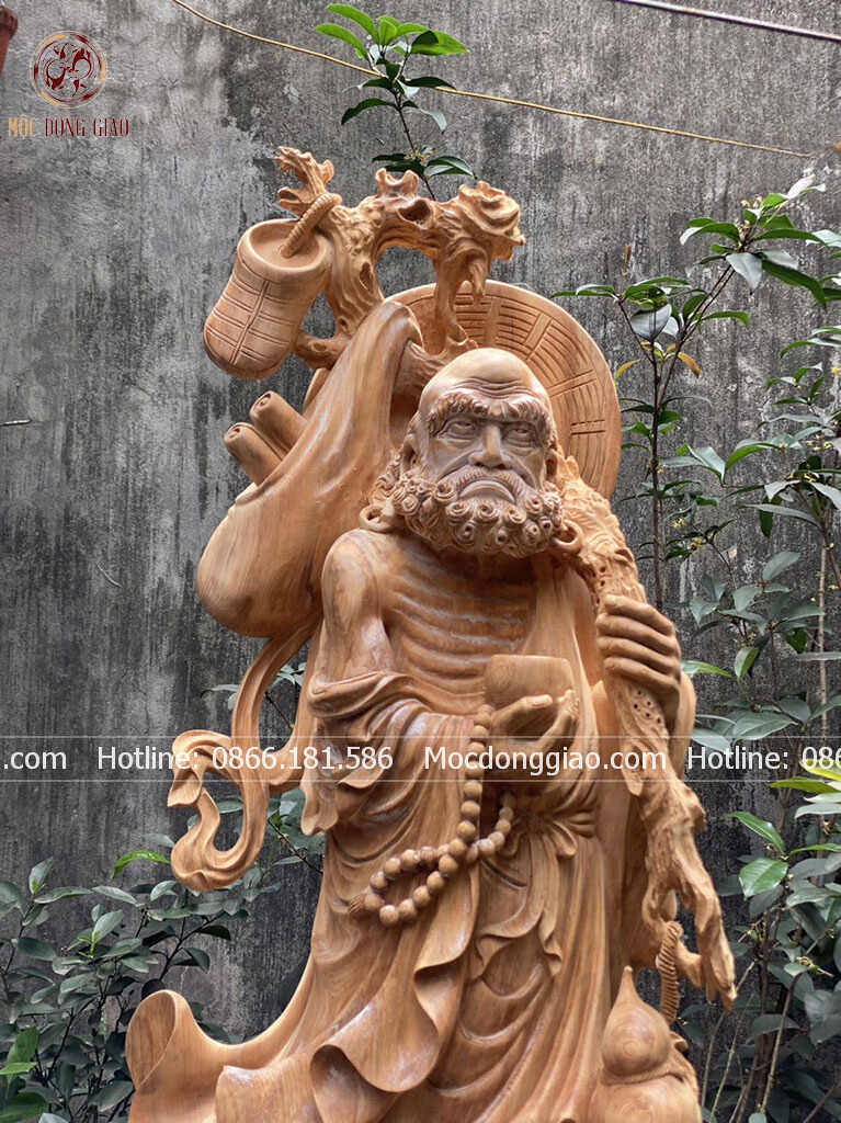 Tượng Đạt Ma Giáo Hóa Gỗ Ngọc Am Cao 107 Ngang 44 Sâu 30 cm | tượng gỗ ...