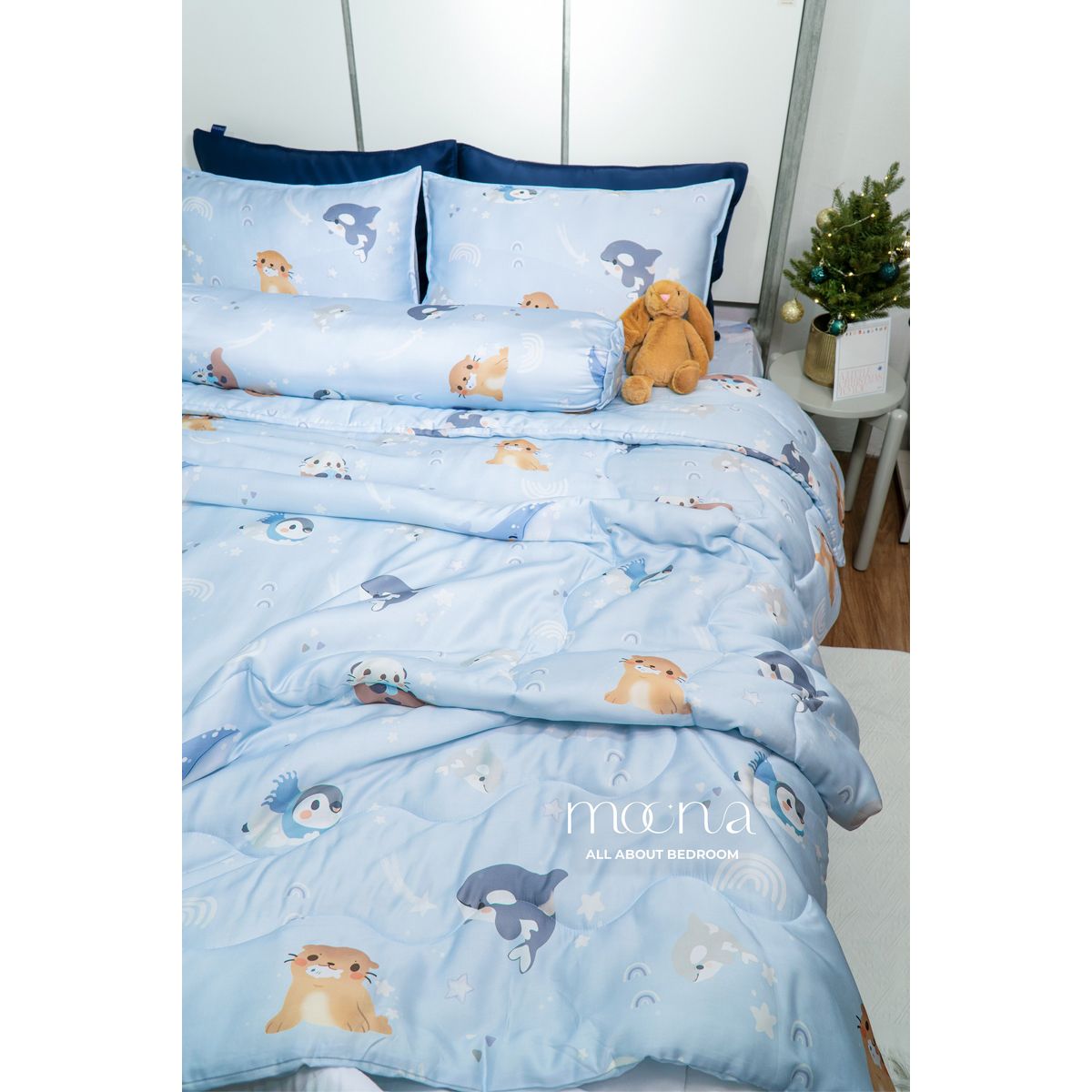Bộ chăn drap gối Panda Seal Tencel 60s – HONG LAC INTERIOR