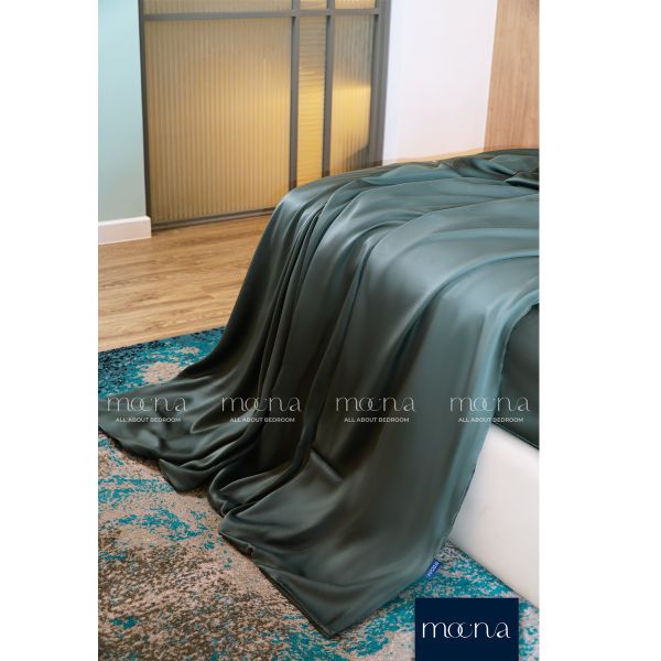 Bộ chăn drap gối Forest Green Tencel Trơn 60s – HONG LAC - MOONA BEDDING