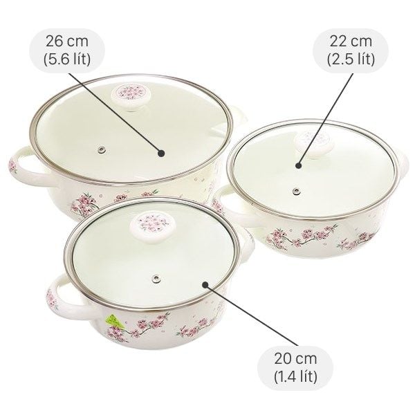 Bộ 3 nồi thép Nippon tráng men Fujihoro SKW-332G CÔNG TY TNHH TM&DV ...