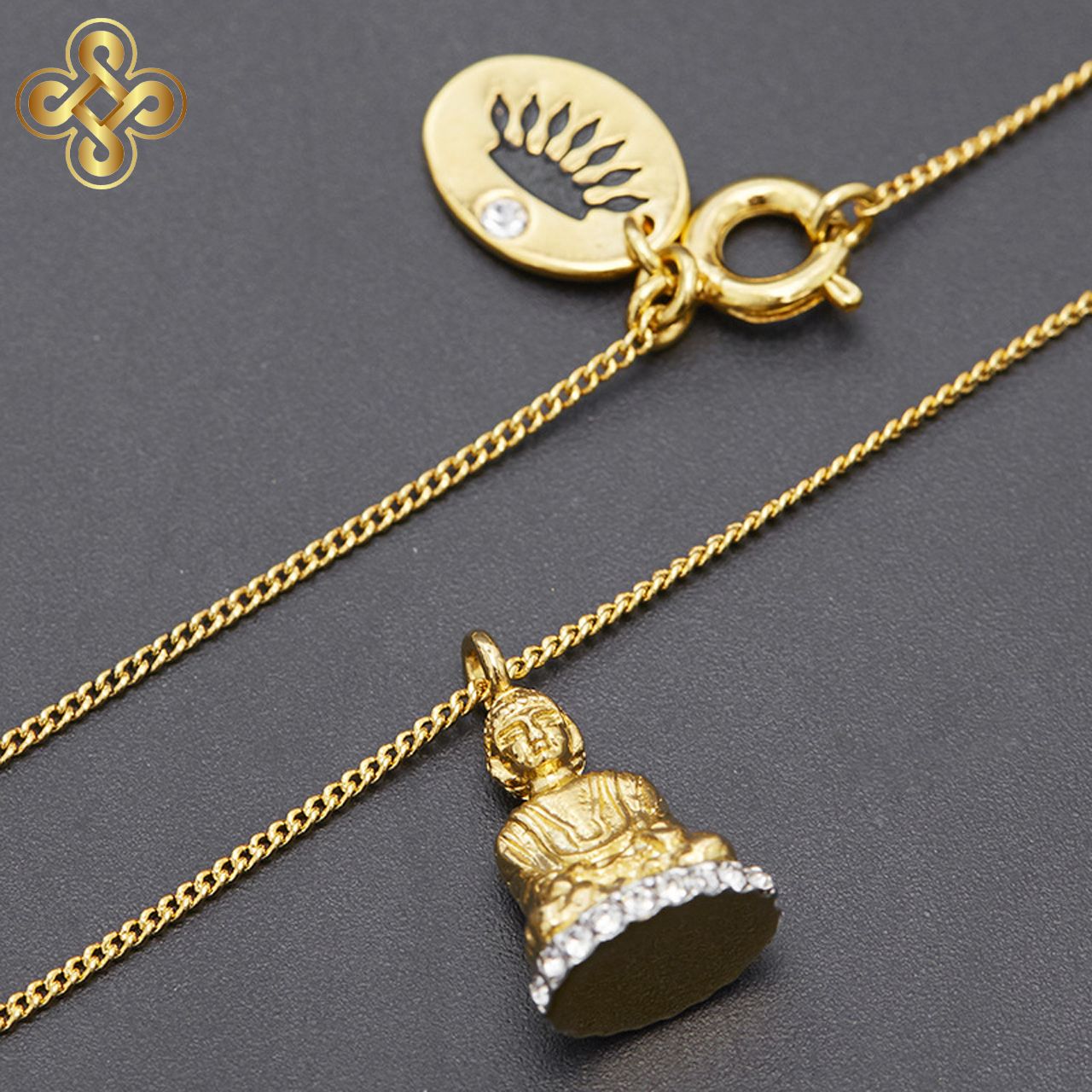 จี้พระพุทธรูปทองคำประดับเพชร – Mango Amulet