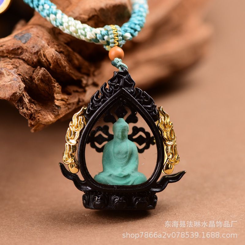 สร้อยคอเครื่องประดับพระพุทธรูปสีเขียวขุ่น Phaseless – Mango Amulet