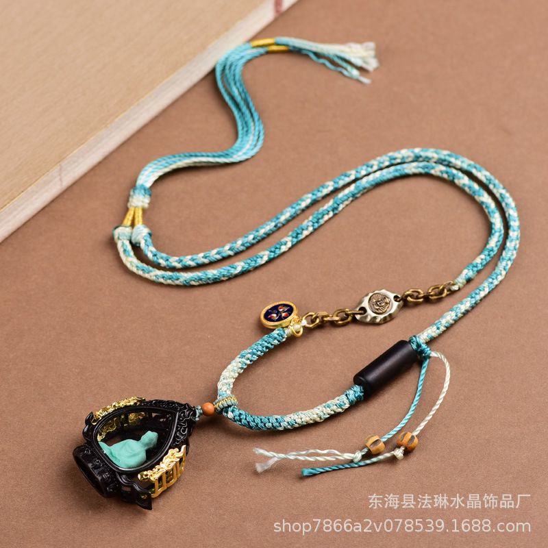 สร้อยคอเครื่องประดับพระพุทธรูปสีเขียวขุ่น Phaseless – Mango Amulet
