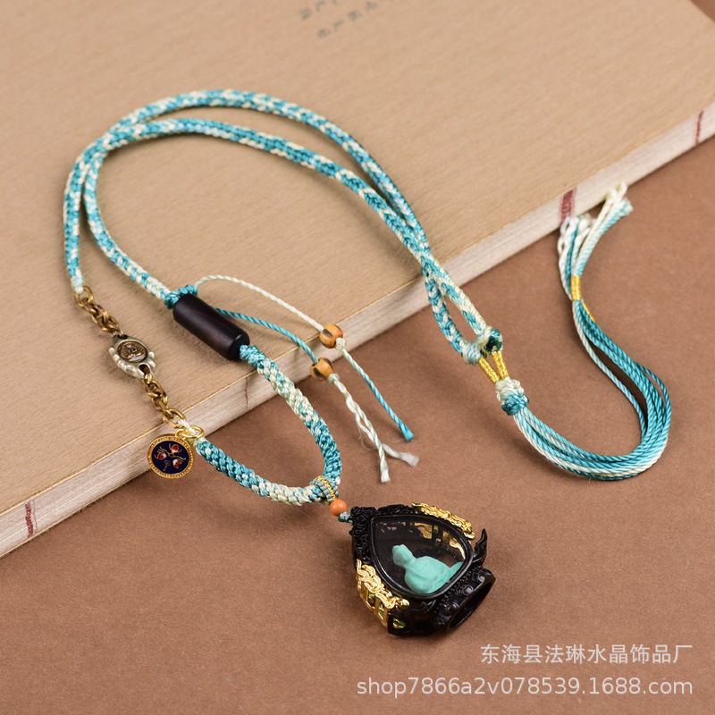 สร้อยคอเครื่องประดับพระพุทธรูปสีเขียวขุ่น Phaseless – Mango Amulet