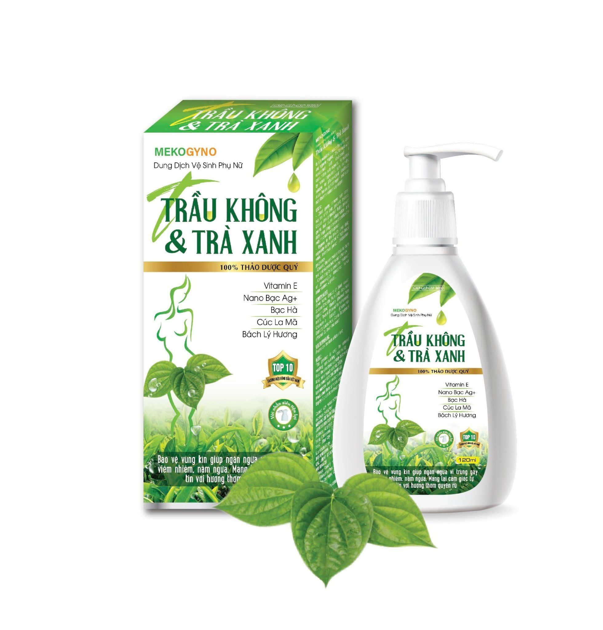 Dung dịch vệ sinh phụ nữ Trầu Không & Trà Xanh MEKOGYNO - 120ml – USA