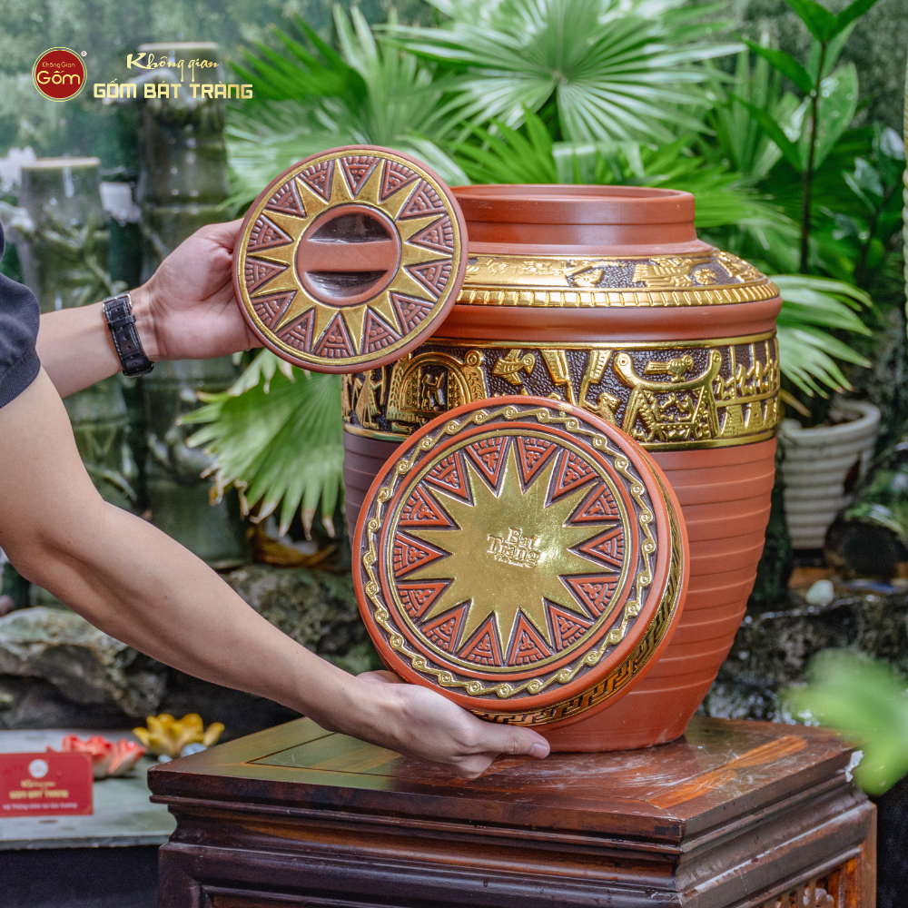 Chum Ngâm Rượu Trống Đồng Dát Vàng