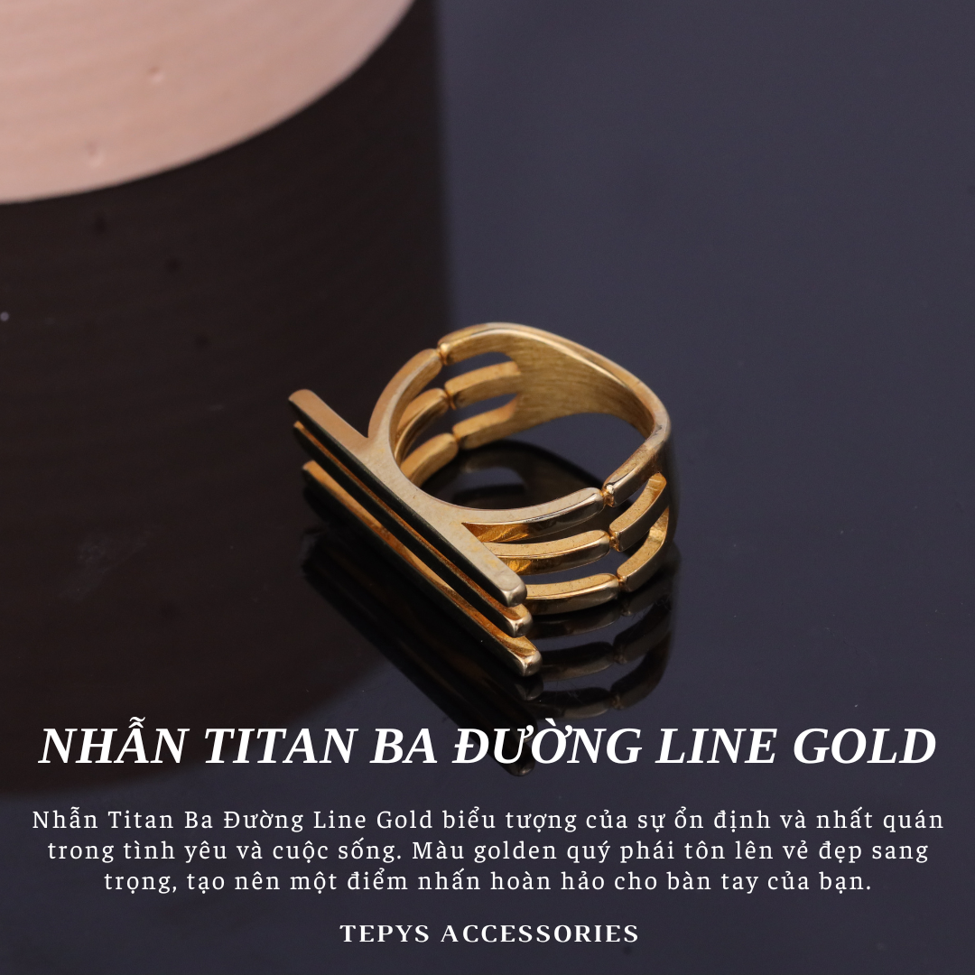 Nhẫn Titan Ba Đường Line Gold