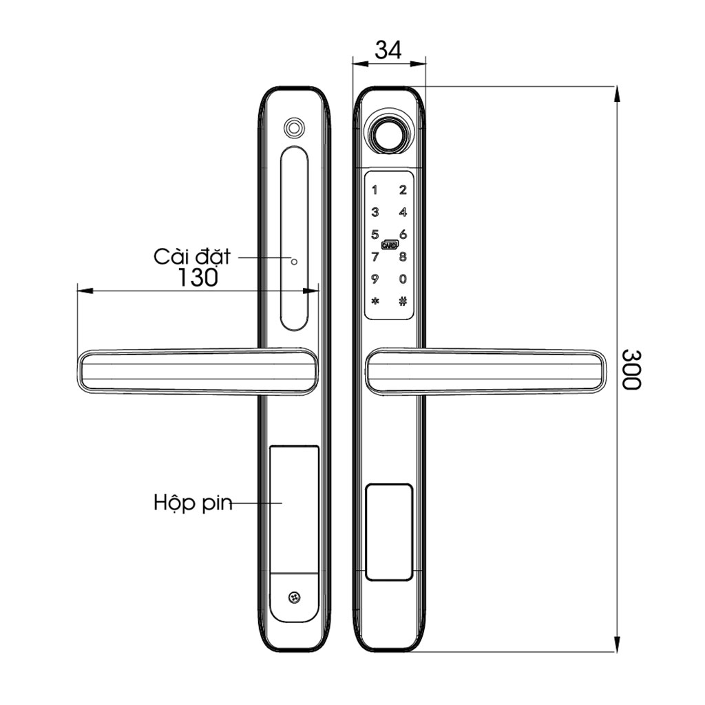 Khóa Điện Tử Cửa Nhôm Sắt Demax SL101 - Chính Hãng Đức