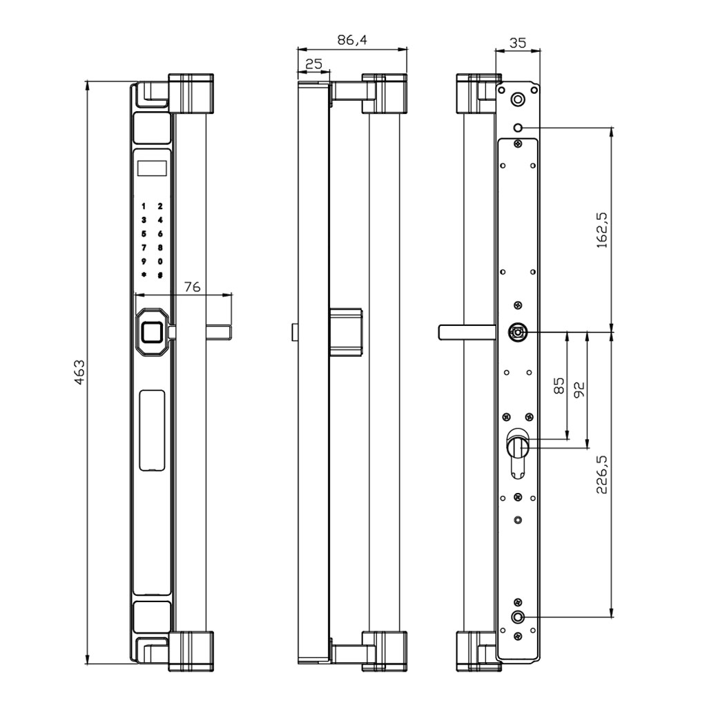 Khóa Điện Tử Cửa Nhôm Đại Sảnh Demax SL808 - Chính Hãng Đức