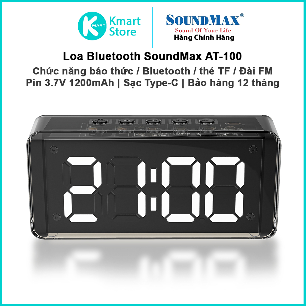 Loa Bluetooth Soundmax AT-100 | Chức năng báo thức / Bluetooth / thẻ T