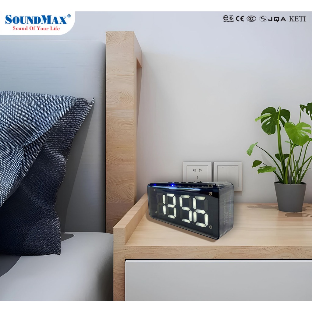 Loa Bluetooth Soundmax AT-100 | Chức năng báo thức / Bluetooth / thẻ T