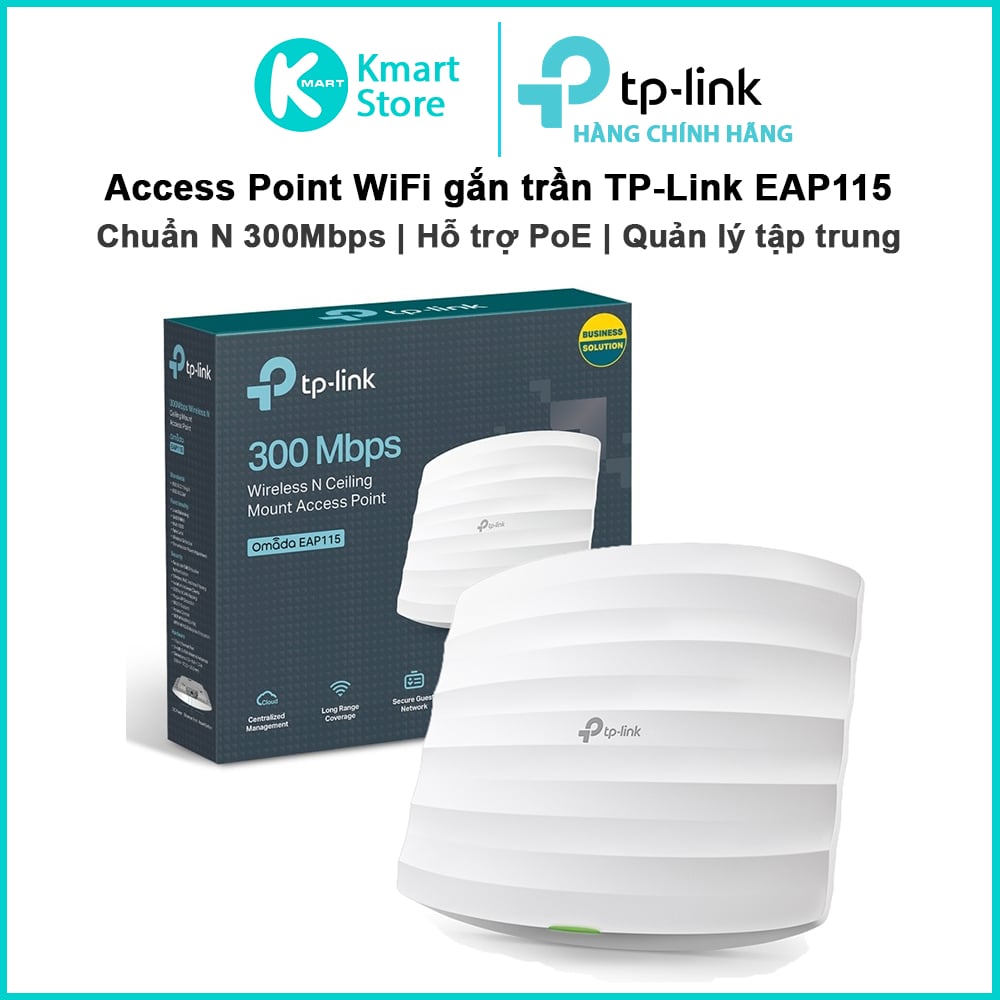 Access Point Wi Fi Gắn Trần Chuẩn N Tốc Độ 300mbps Tp Link Eap115 Bảo