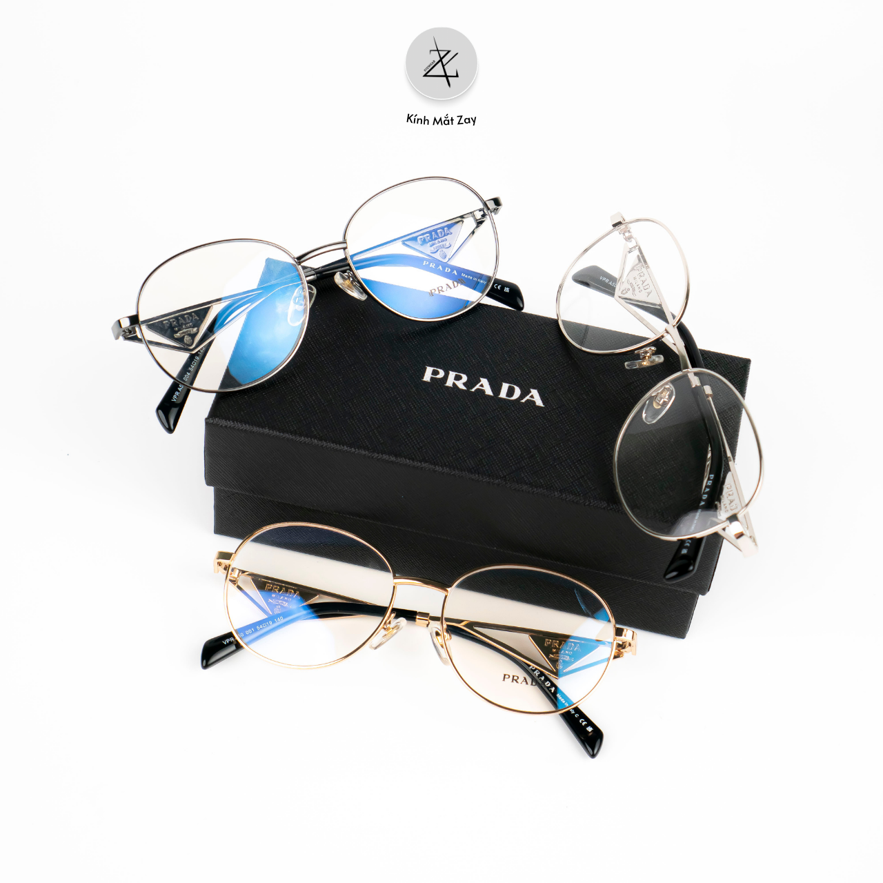 Gọng kính Prada VPR A50 dáng tròn kim loại cao cấp fullbox – Kính mắt Zay