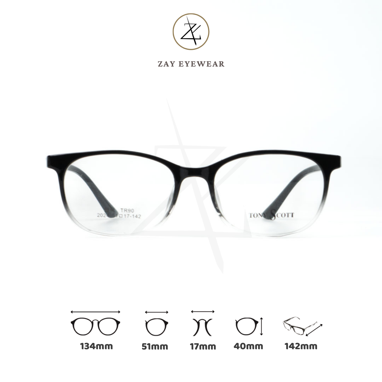 Gọng kính Tony Scott 2024 dáng vuông nhựa TR90 dẻo fullbox chính hãng – Kính mắt Zay