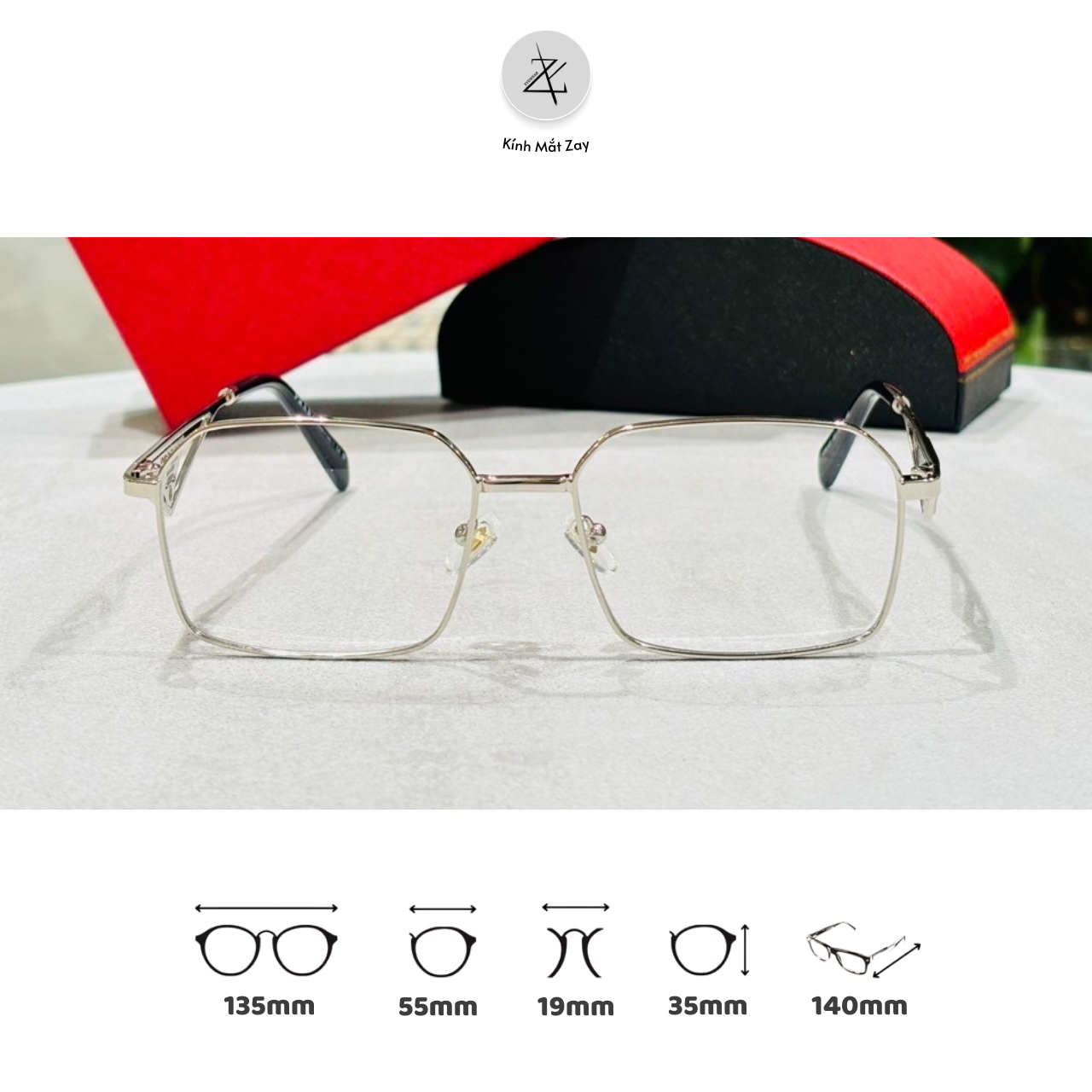 Gọng kính Prada VPR A51 dáng vuông lục giác kim loại cao cấp fullbox – Kính mắt Zay