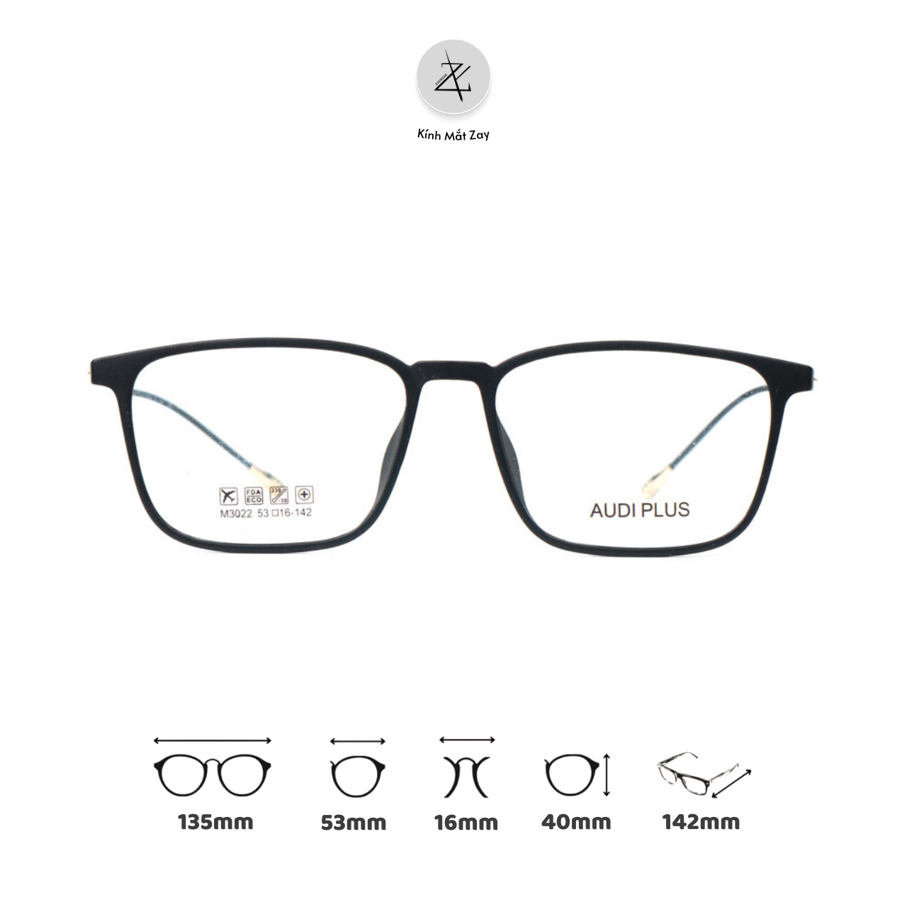 Gọng kính Zay Eyewear M3022 dáng đa giác kim loại phong cách hàn quốc – Kính mắt Zay