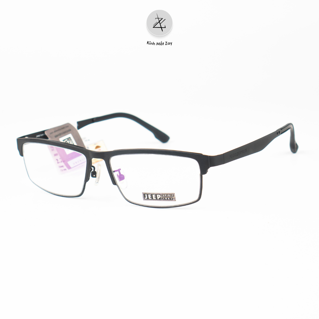 Gọng kính nửa khung Jeep A1037 chữ nhật titanium fullbox chính hãng – Kính mắt Zay