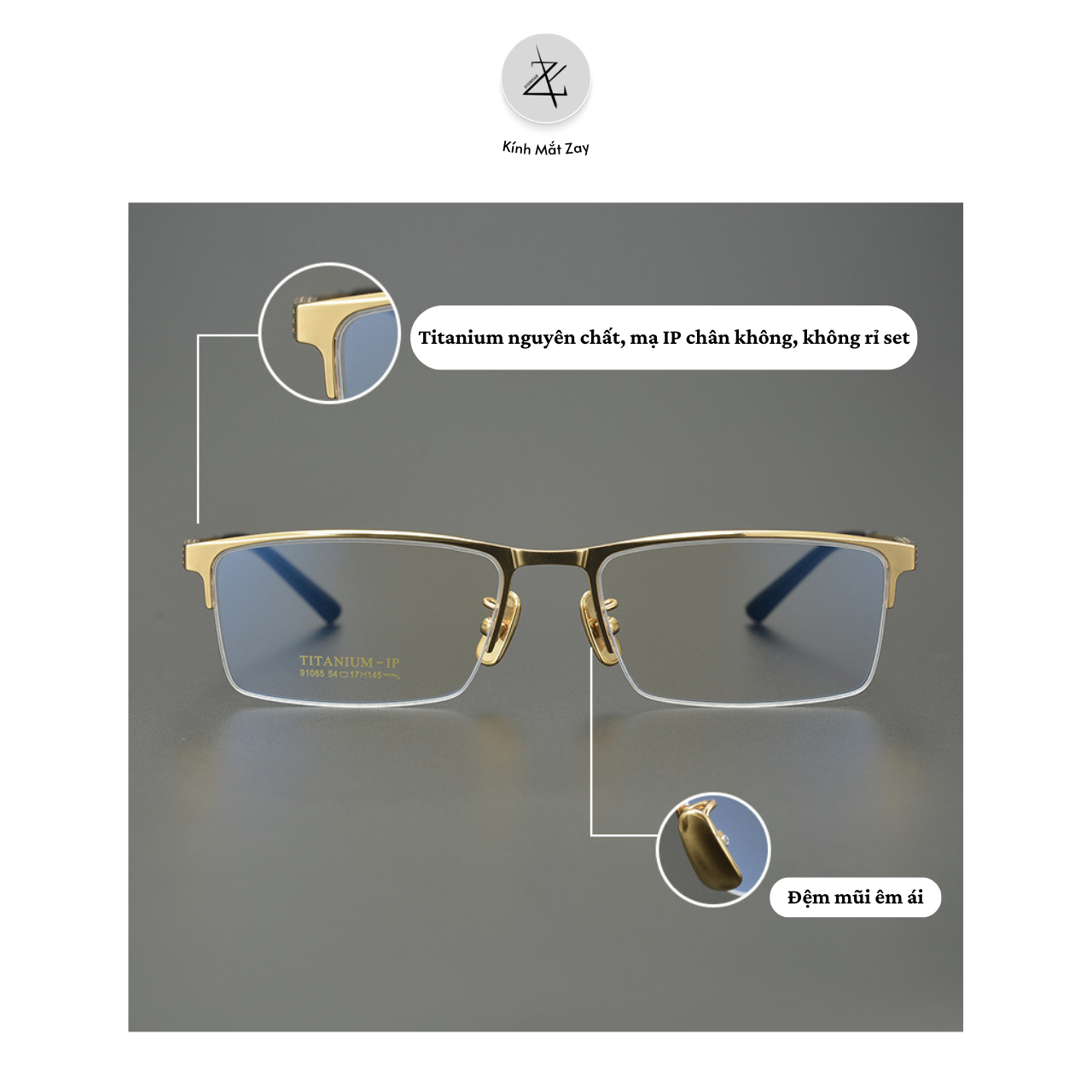 Gọng kính xẻ cước nam nữ titanium 91065 phong cách thời trang cao cấp – Kính mắt Zay