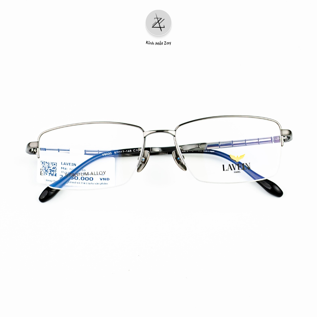 Gọng kính Lavein Praris 6020 dáng Chữ nhật nữa khung xẻ cước chất tita – Kính mắt Zay