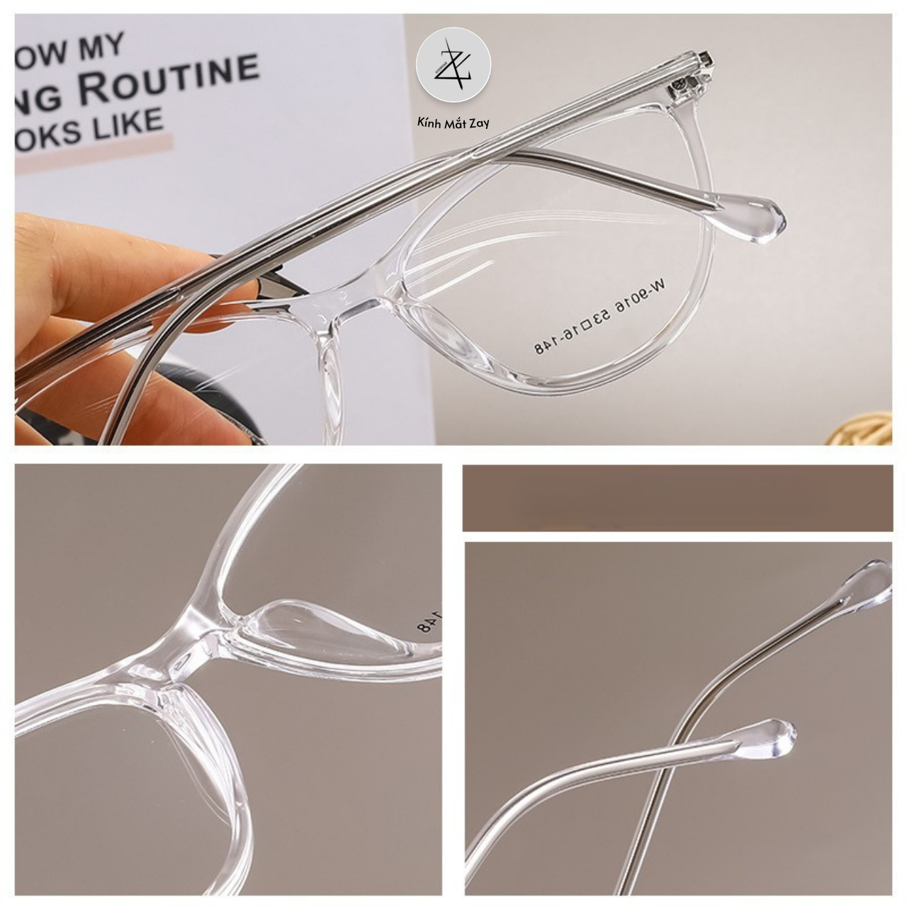 Gọng kính Zay Eyewear W9016 dáng mắt mèo TR90 phong cách hàn quốc – Kính mắt Zay