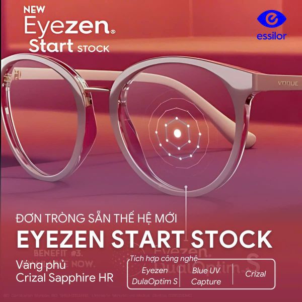 Tròng Kính Essilor Eyezen Start Stock ánh sáng xanh BlueUV Capture ...