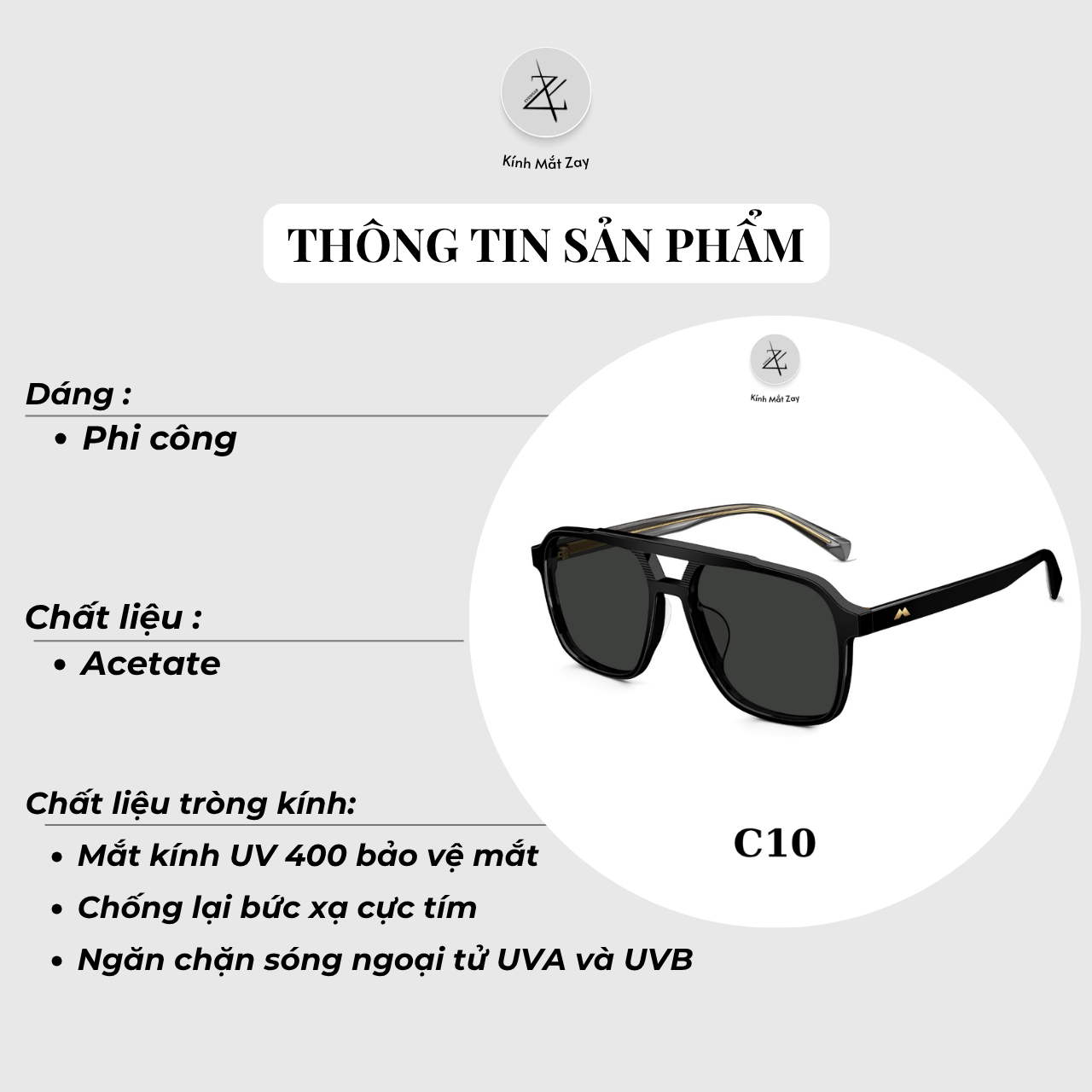 Kính mát Molsion MS3116 dáng phi công nhựa acetate chính hãng fullbox ...