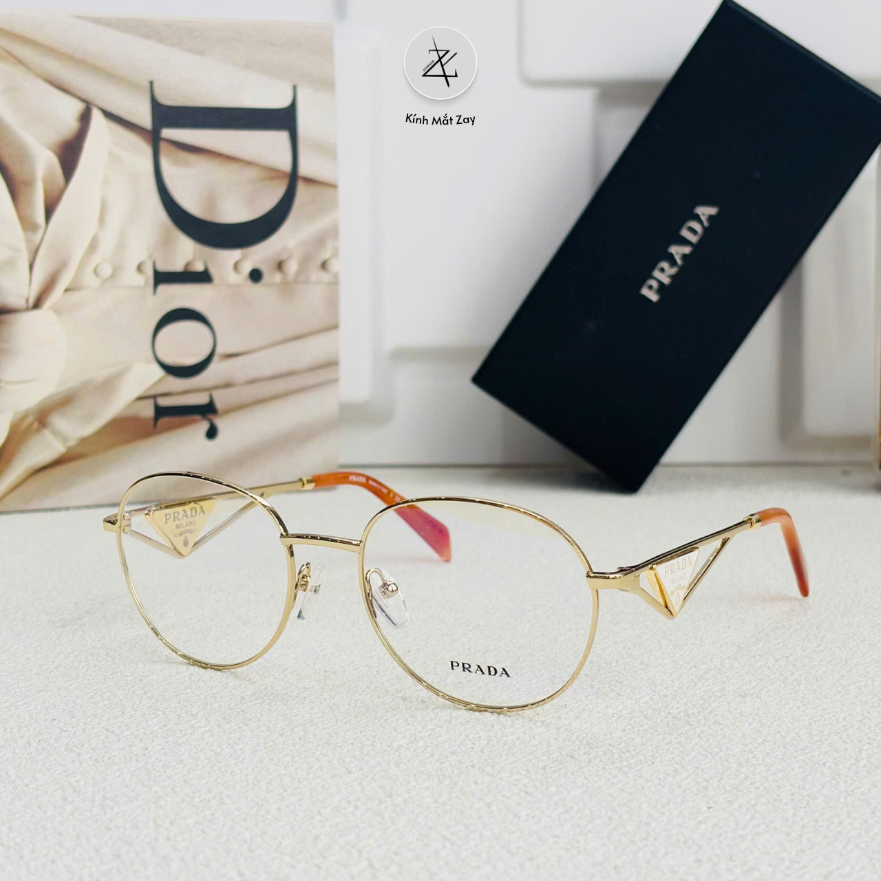 Gọng kính Prada VPR A50 dáng tròn kim loại cao cấp fullbox – Kính mắt Zay