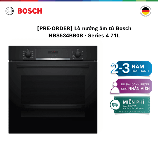 [PRE-ORDER] Lò nướng âm tủ Bosch HBS534BB0B - Series 4 71L – Siêu thị ...