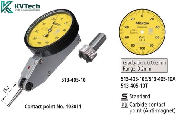 Đồng hồ so chân gập MITUTOYO 513-405-10A (0.2mm, 0.002mm)