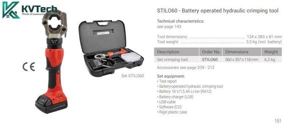 Kìm ép đầu cos thủy lực dùng pin STILO60 Intercable STILO60