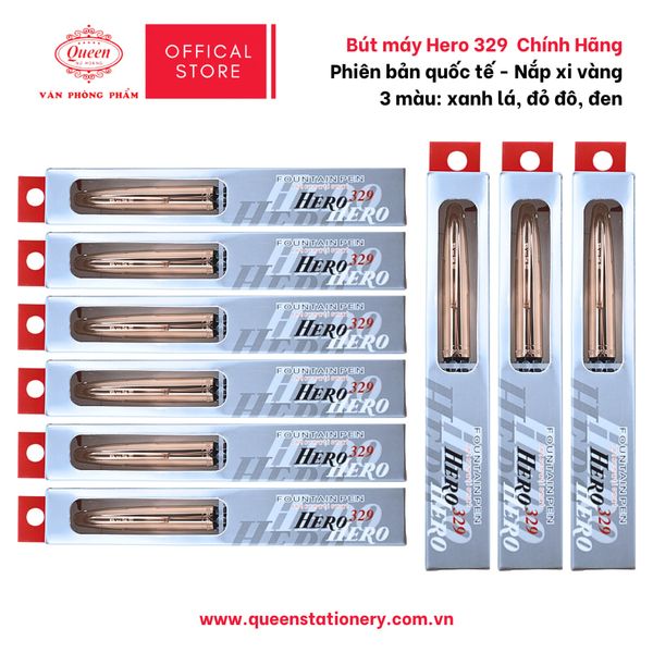 Bút máy Hero 329 chính hãng - Phiên bản quốc tế - Màu Xanh Lá/Đỏ/Đen