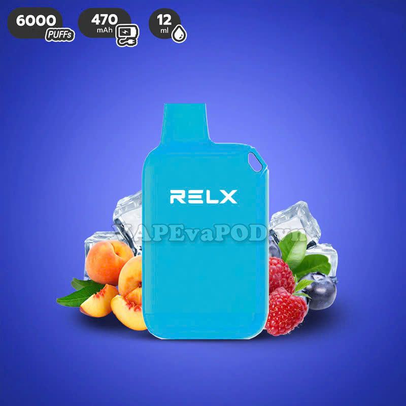 RELX Crush 6000 Peach Blue Raspberry - Pod 1 Lần 6000 Hơi