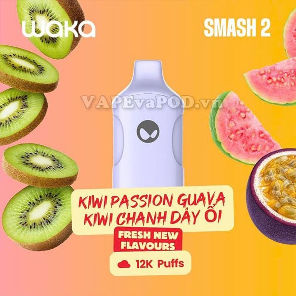 Waka Smash 2 Kiwi Passion Guava - Pod 1 Lần 12000 Hơi