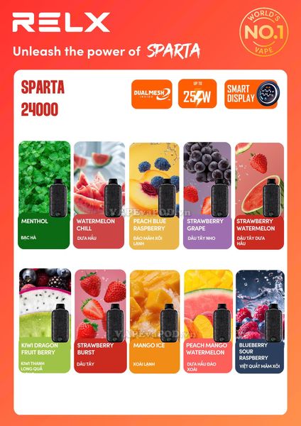 Relx Sparta Peach Mango Watermelon - Pod 1 Lần 24000 Hơi