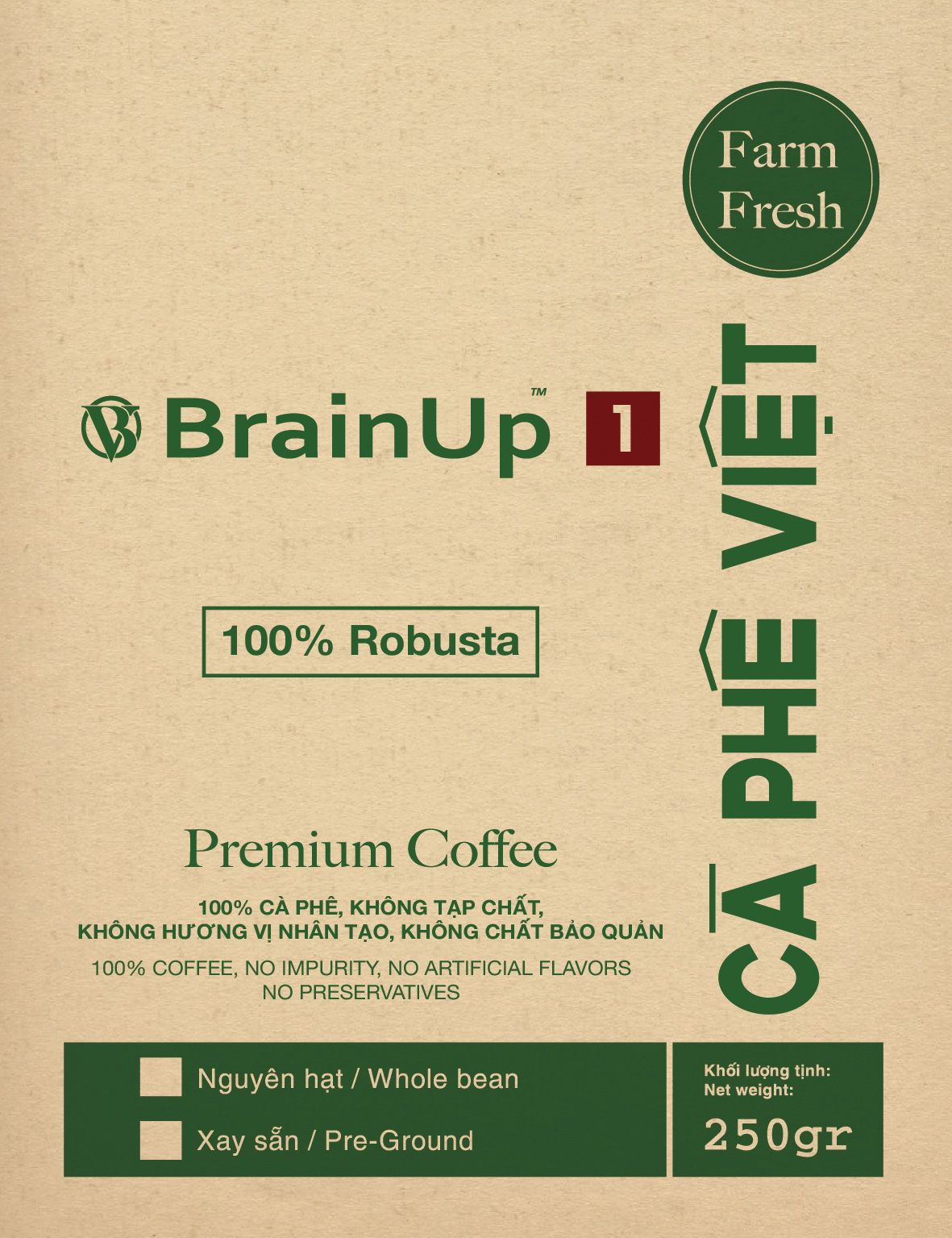 Túi cà phê BrainUp 1 (250/ 500gr) – BRAINUP