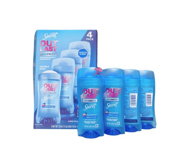 Set Lăn Khử Mùi Secret Outlast Advanced Mỹ 73g/Cái ( 4 Cái/Set ) – Viên Ngọc Xanh