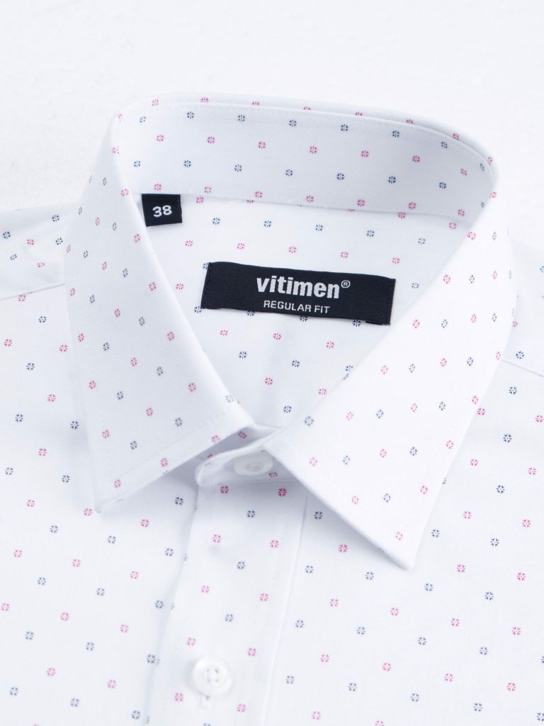 Áo Sơ Mi Dài Tay VITIMEN Dáng Rộng Họa Tiết Chấm Bi Màu Trắng | VITIME