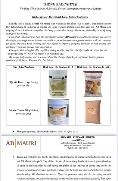 Baking Powder - Bột nổi Mauri (1kg)