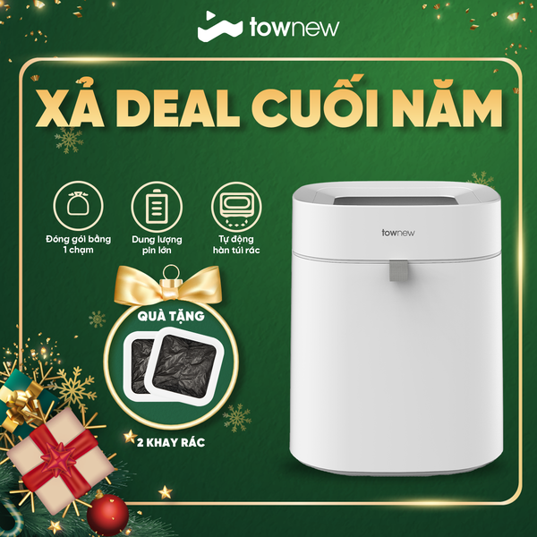 THÙNG RÁC THÔNG MINH TOWNEW T AIR LITE (WHITE) – BẢN QUỐC TẾ – BH 12 T - vietnamrobovac