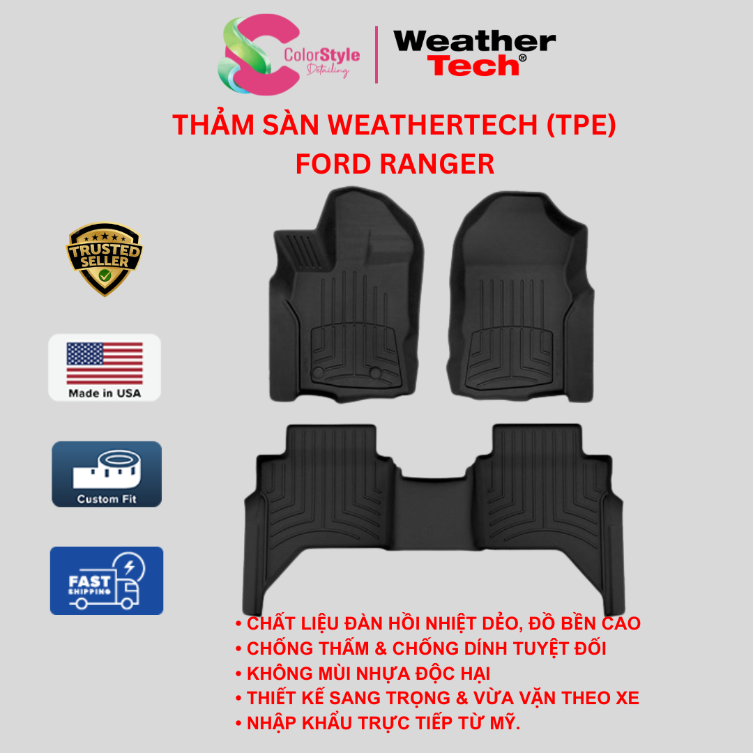 Thảm sàn WeatherTech Ford Ranger Raptor – COLORSTYLE DETAILING