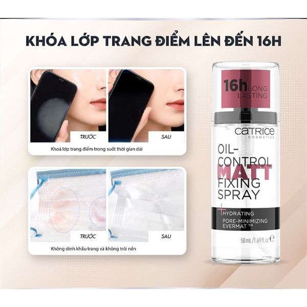Xịt Khoáng Khóa Nền Catrice Oil-Control Matt Fixing Spray 16h 50mlXịt ...