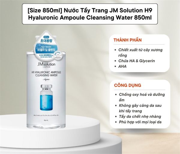 Nước Tẩy Trang JMsolution H9 Hyaluronic Ampoule Cleansing Water 500mlNước Tẩy Trang JMsolution ...