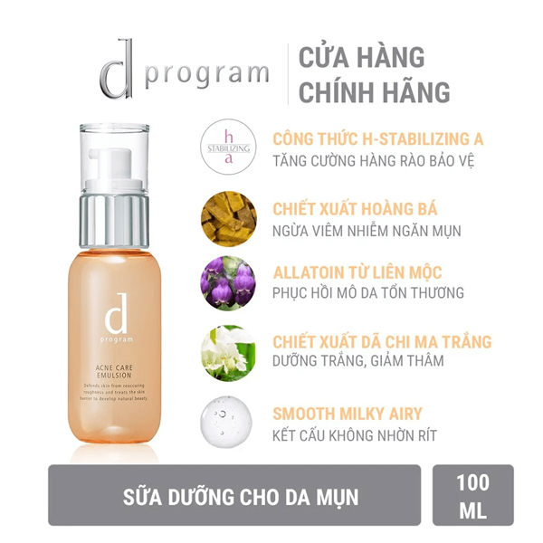 Sữa Dưỡng Da D Program Acne Care Emulsion R Dành Cho Da Mụn 100mlSữa Dưỡng Da D Program Acne ...