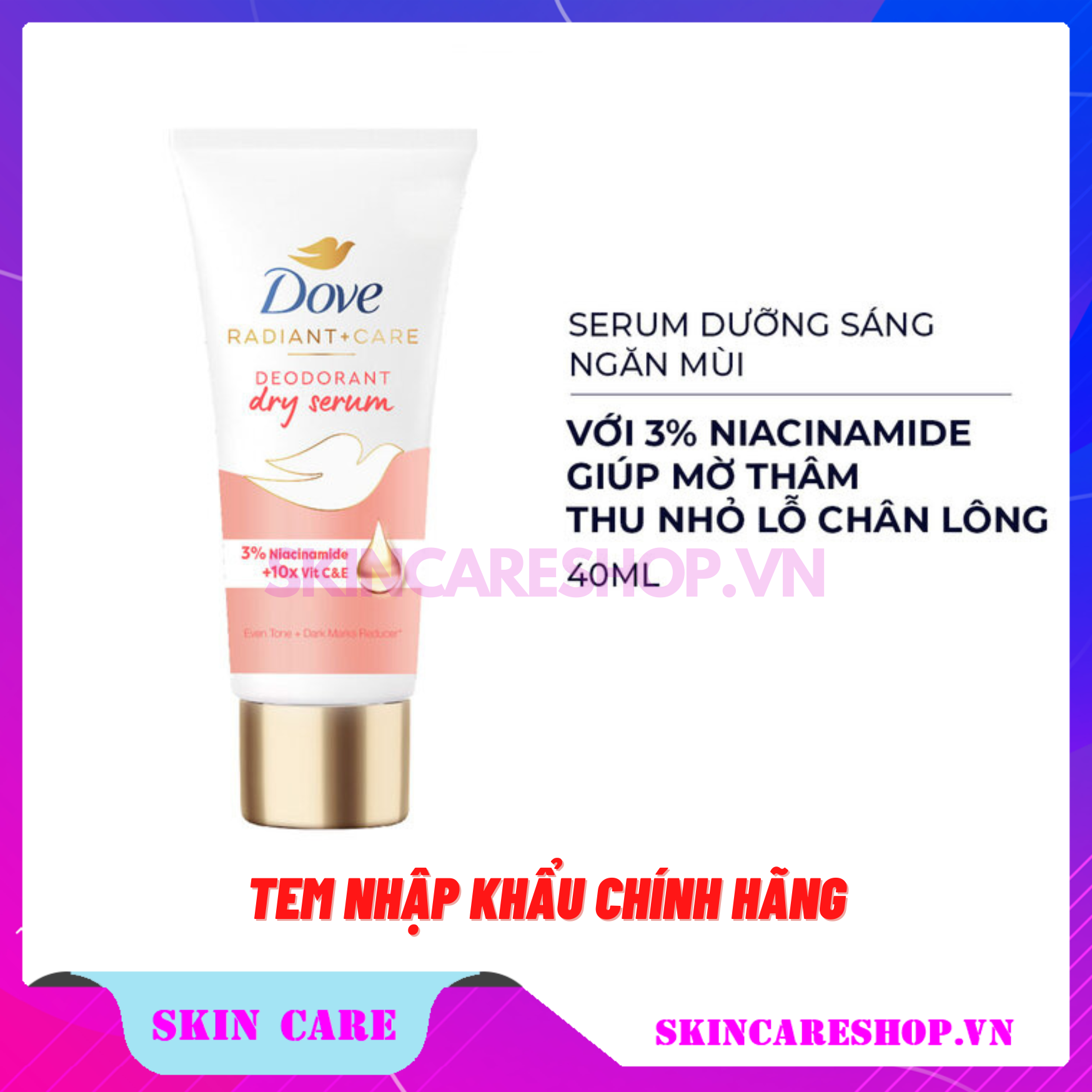 Serum Dưỡng Sáng Ngăn Mùi Dove Deodorant Dry Serum 3% Niacinamide ...