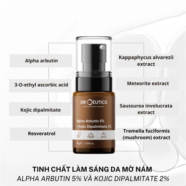 Tinh chất sáng da mờ nám DrCeutics Alpha Arbutin 5% + Kojic Dipalmitate 2% 30gTinh chất sáng da ...