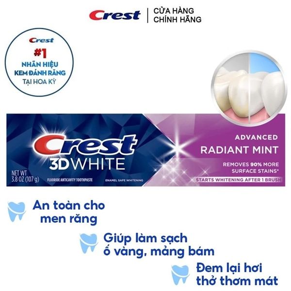 Kem Đánh Răng Crest 3D White Radian Mint 93gKem Đánh Răng Crest 3D White Radian Mint 93g ...
